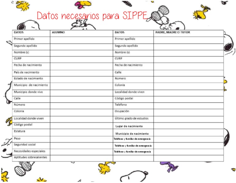 Datos para Sippe | PDF