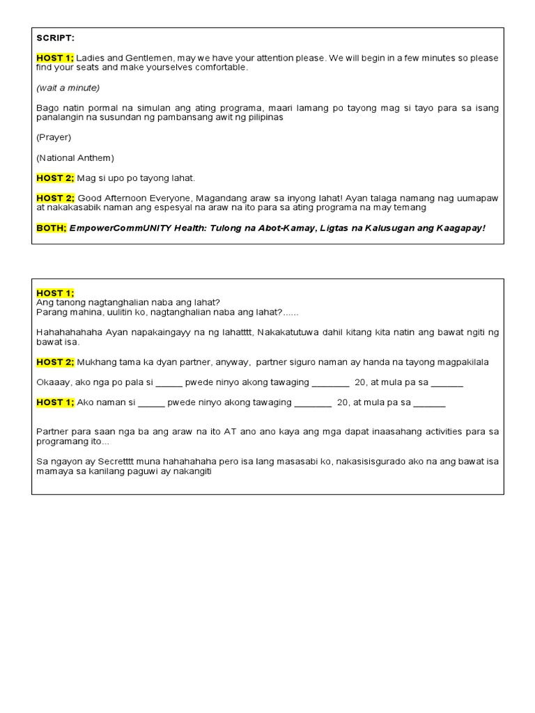 Cue Card Hosts Script | PDF