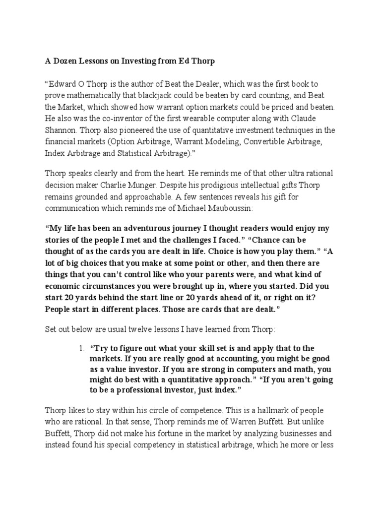 Ed Thorp - Interview | PDF | Stocks | Externality