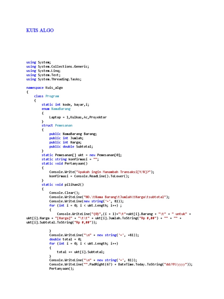 Kuis Algo | PDF | Computer Programming | Object Oriented Programming
