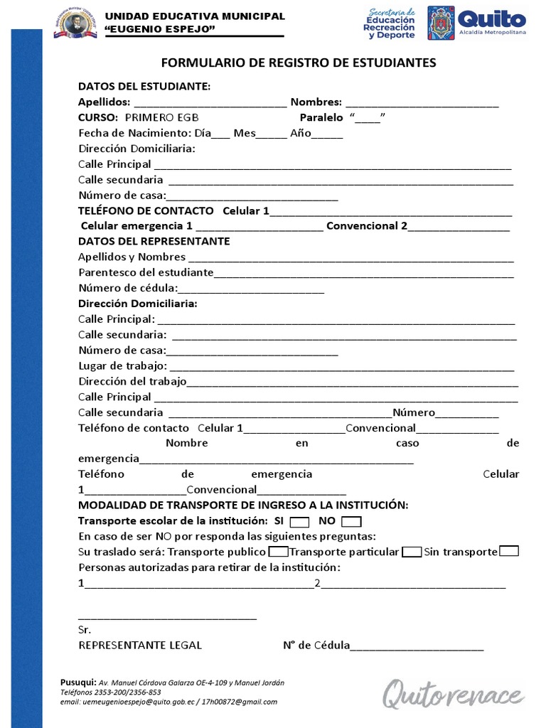 Formulario de Registro de Estudiantes | PDF