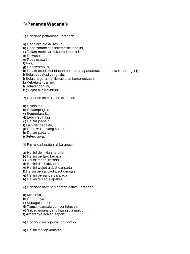 Penanda Wacana Dan Jenis2 Karangan | PDF | Kajian Bahasa Asing