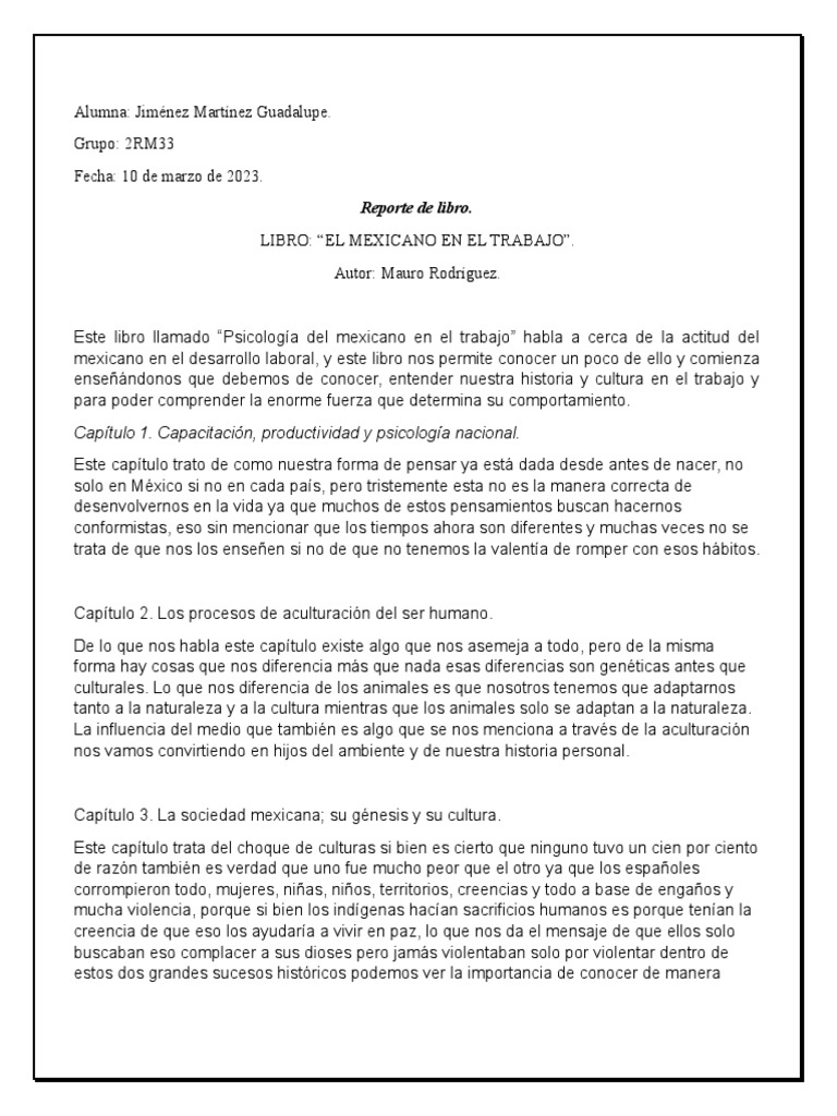 La Psicologia Del Mexicano en El Trabajo | PDF | México | Sicología