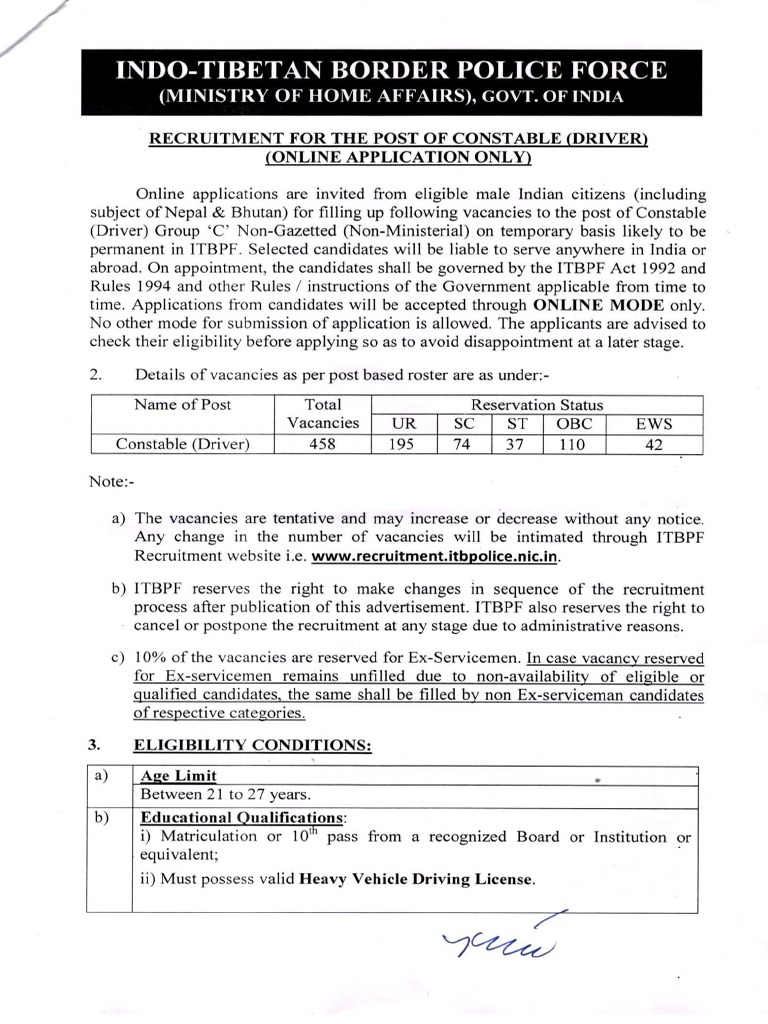 ITBP Bharti 2023 | PDF