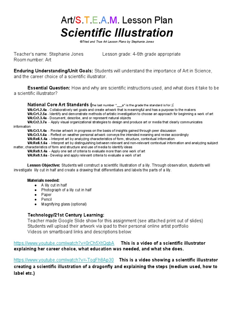 Scientific Illustration: Art/ - . - . - Lesson Plan | PDF | Rubric ...