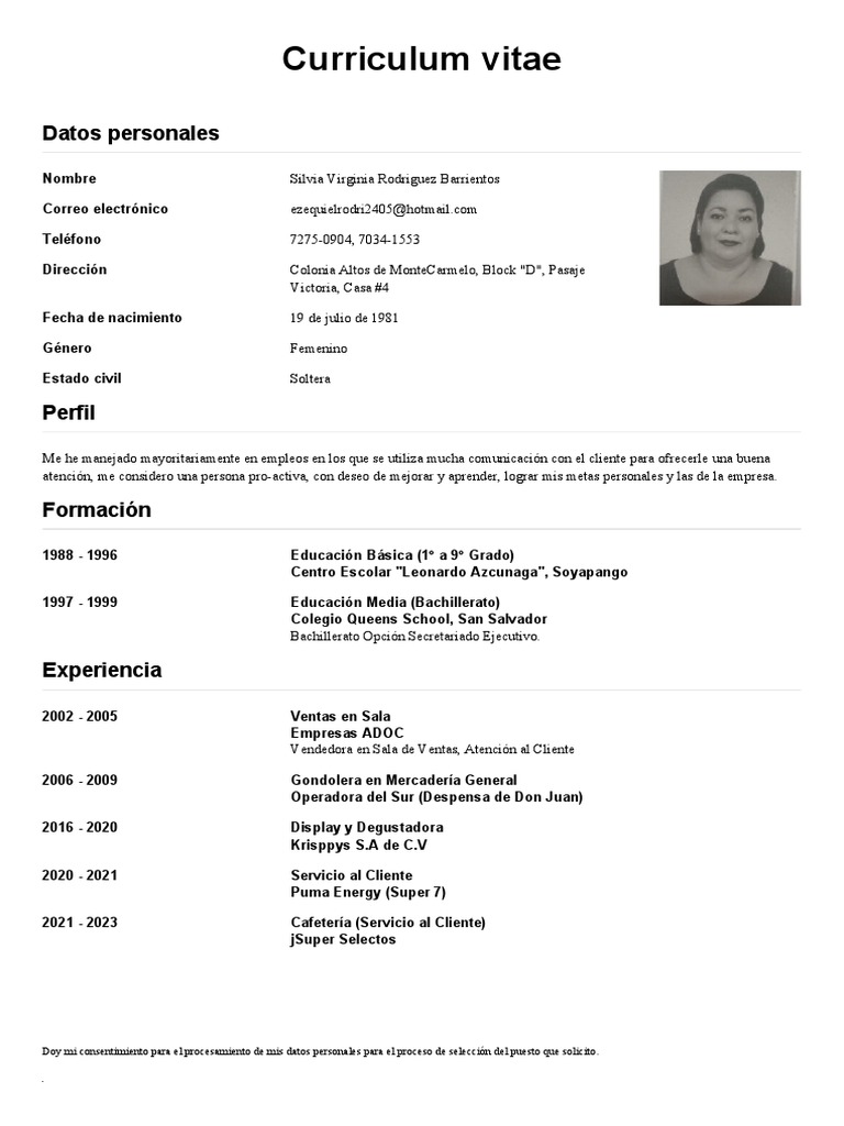 CV Silvia Virginia Rodriguez Barrientos | PDF