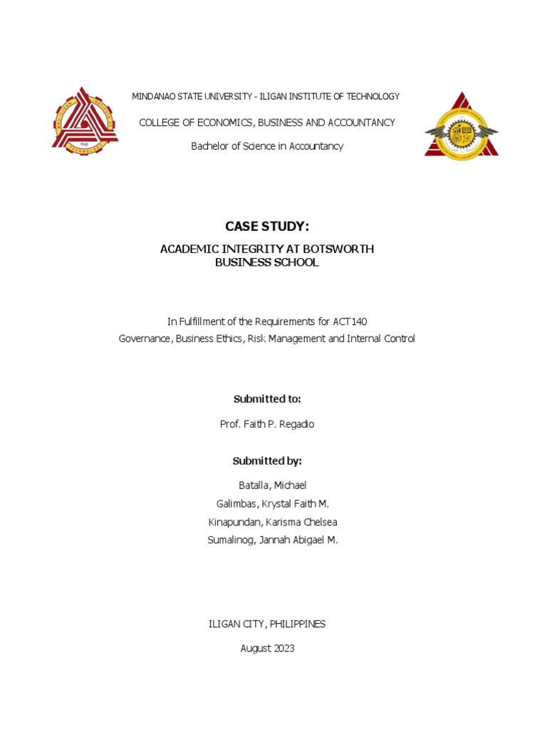 Group 4 Case Study | PDF | Academic Dishonesty | Academic Integrity