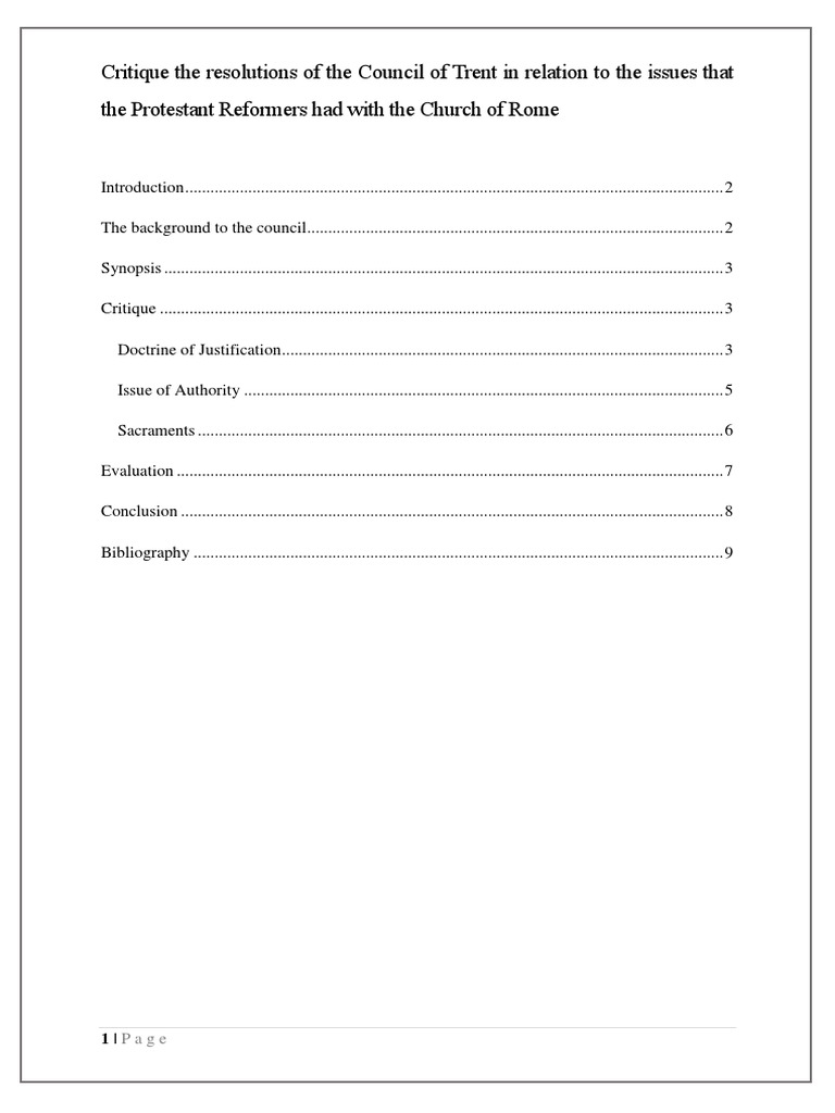 A Critique of The Council of Trent in Re | PDF | Justification ...
