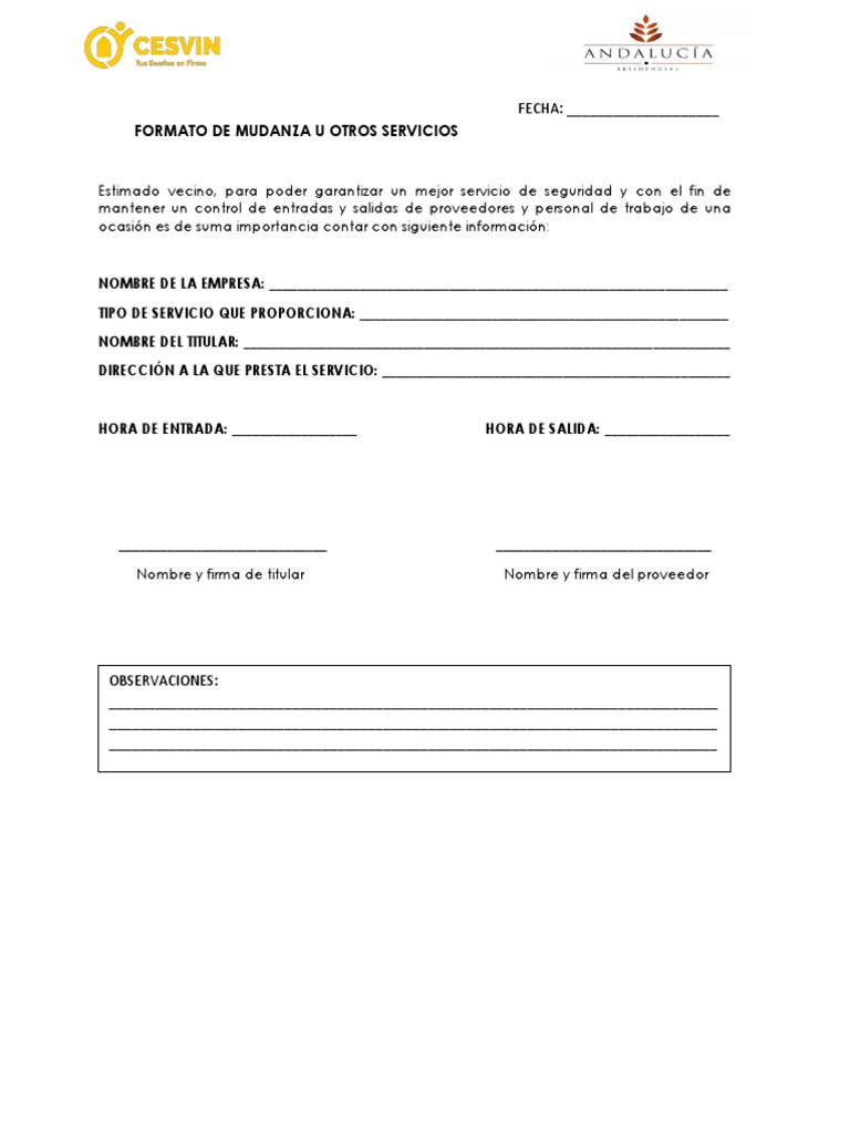 Formato de Mudanza | PDF