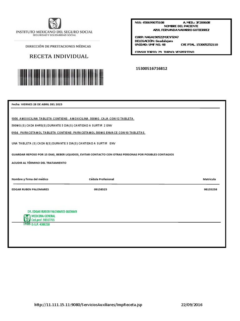 Receta IMSS Editable | PDF