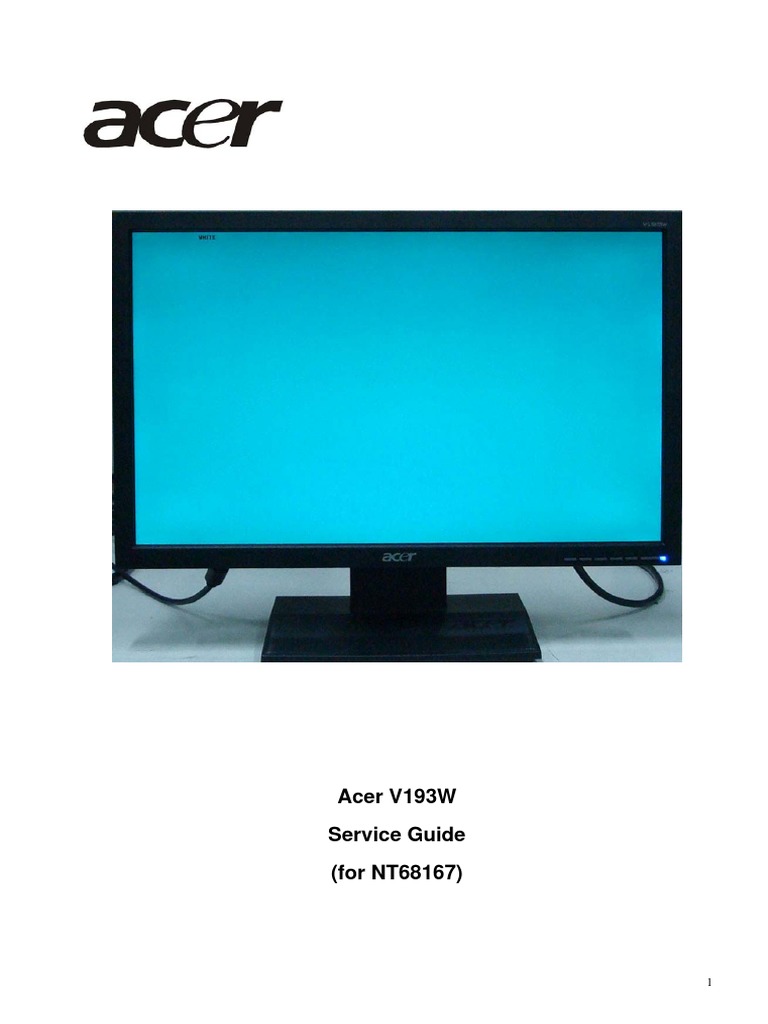 Acer V193W Service Guide (For NT68167) | PDF | Ac Power Plugs And ...