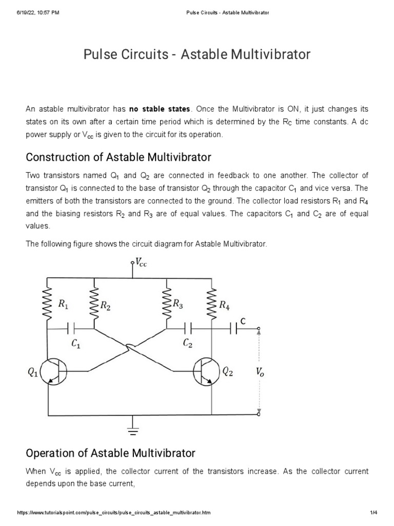 Astable Multivibrator | PDF | Electrical Engineering | Electricity