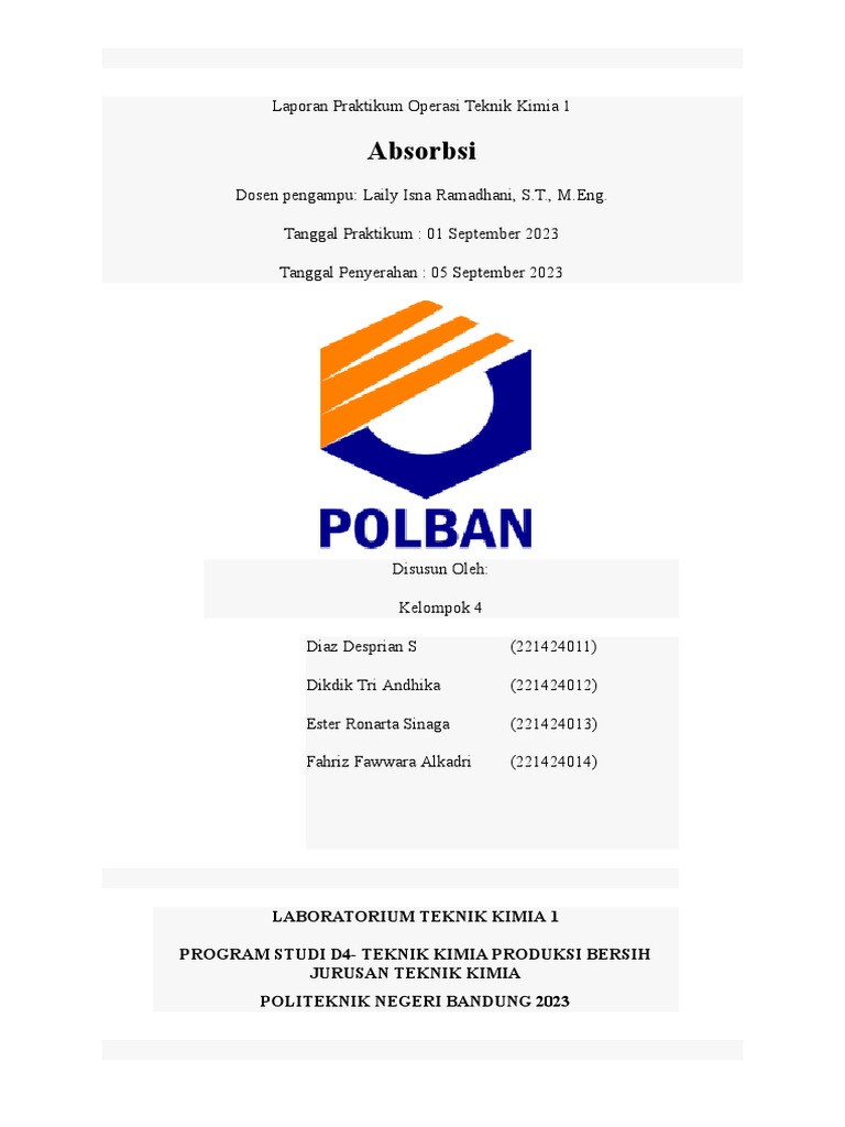 Laporan Praktikum Absorbsi - Kel 4 - 2ATKPB | PDF