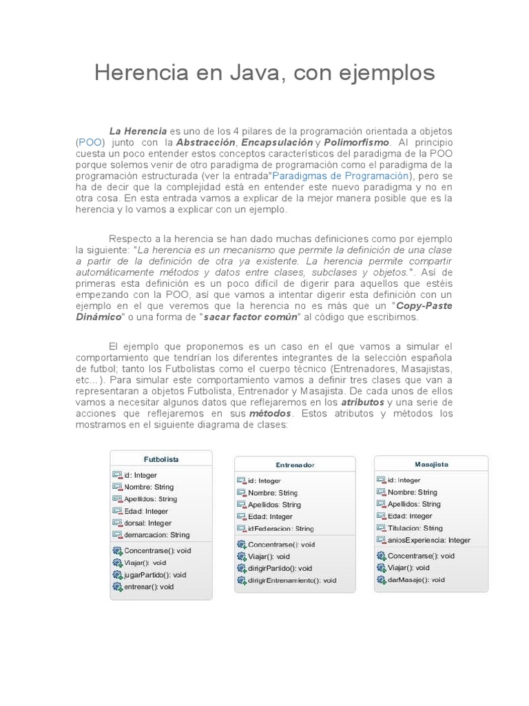 Herencia en Java | PDF | Herencia (Programación Orientada a Objetos) | Objeto (informática)