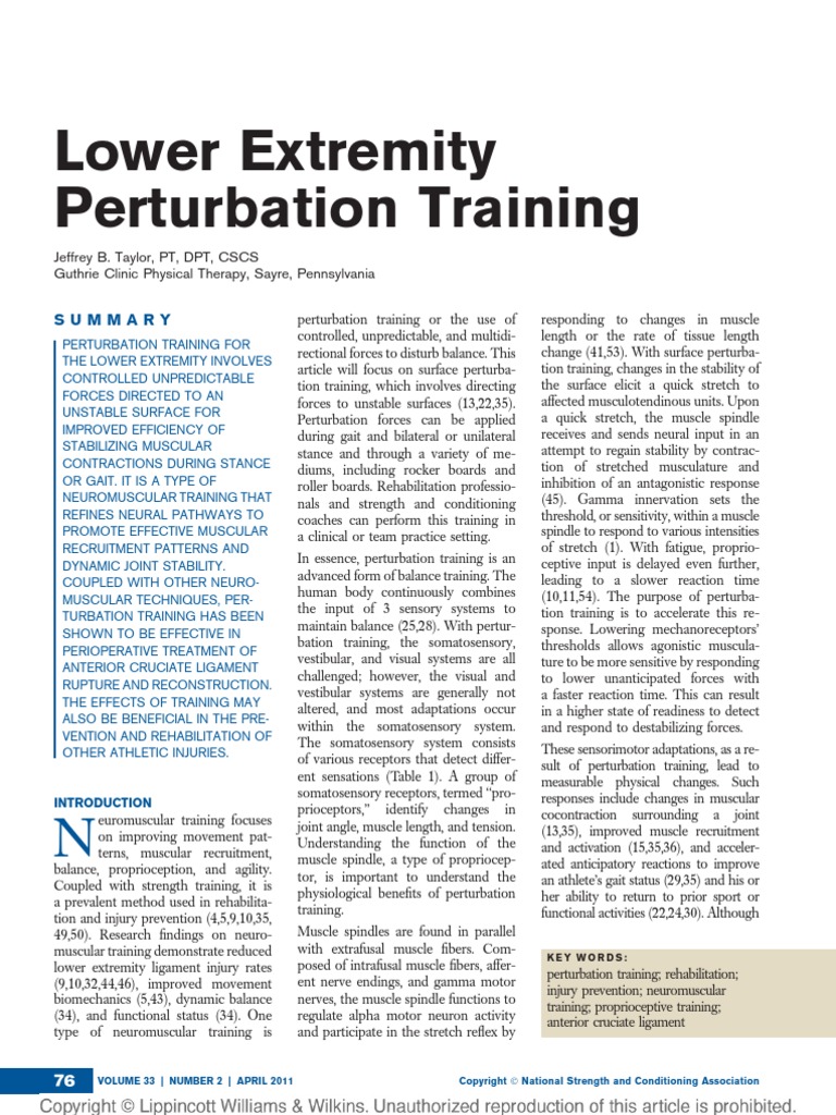 Lower Extremity Perturbation Training.12 | PDF | Knee | Balance (Ability)