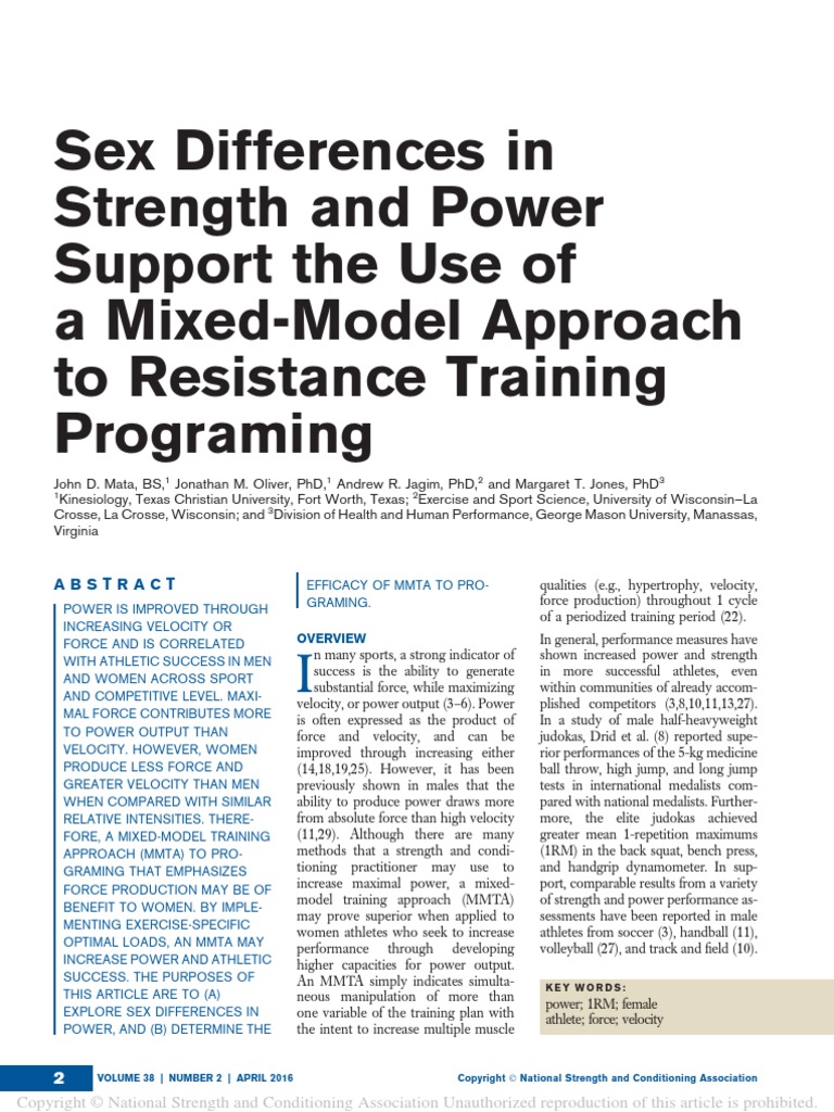 Sex Differences in Strength and Power Support The.2 | PDF | Strength ...