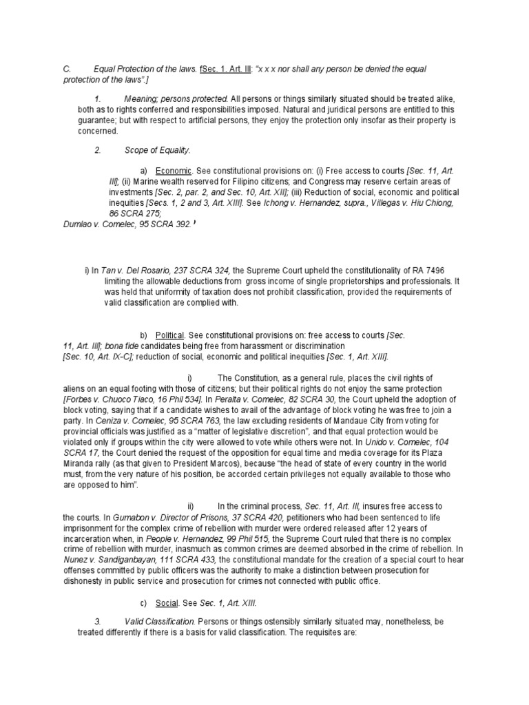 Consti Law 6 | PDF | Equal Protection Clause | Crimes