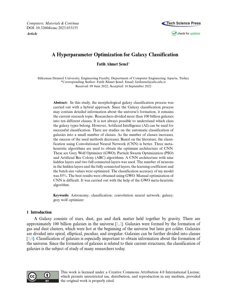 A Hyperparameter Optimization For Galaxy Classification | PDF | Metaheuristic | Statistical ...