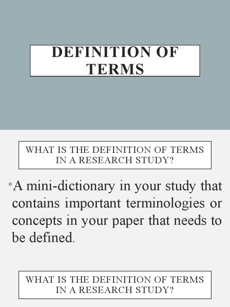 Definition of Terms | PDF | Definition | Jargon