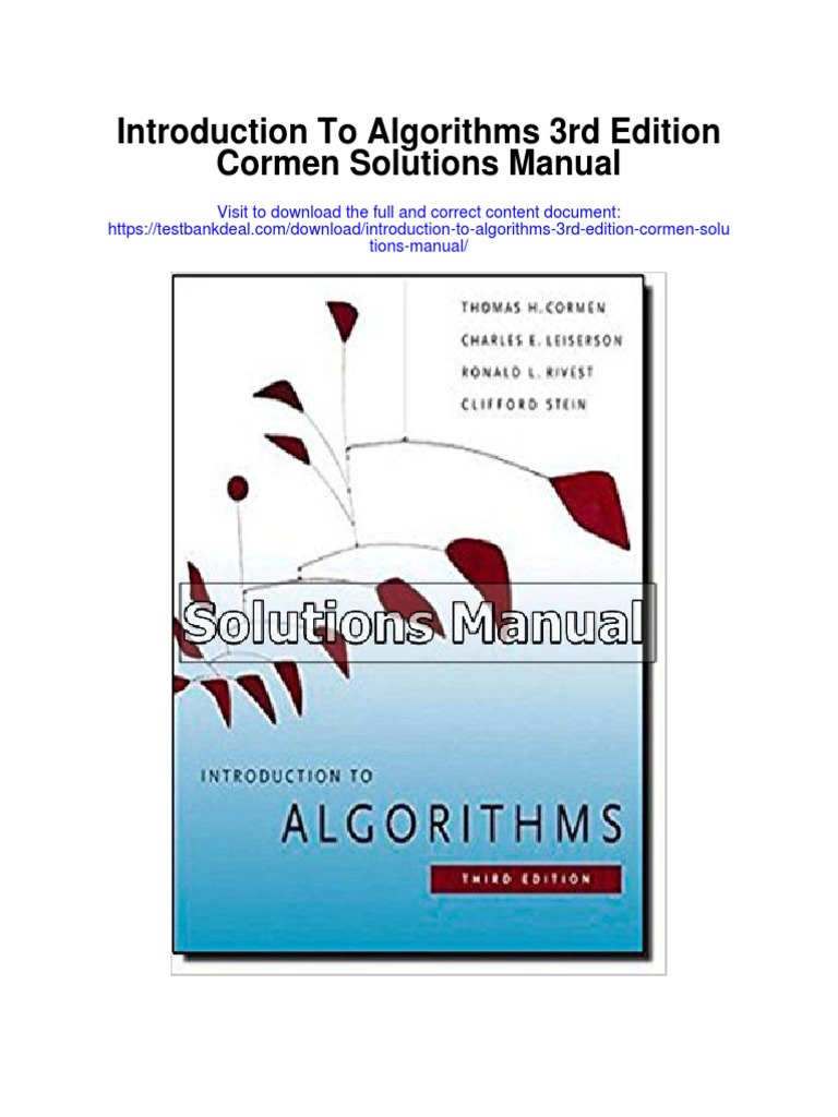 Introduction To Algorithms 3rd Edition Cormen Solutions Manual | PDF ...