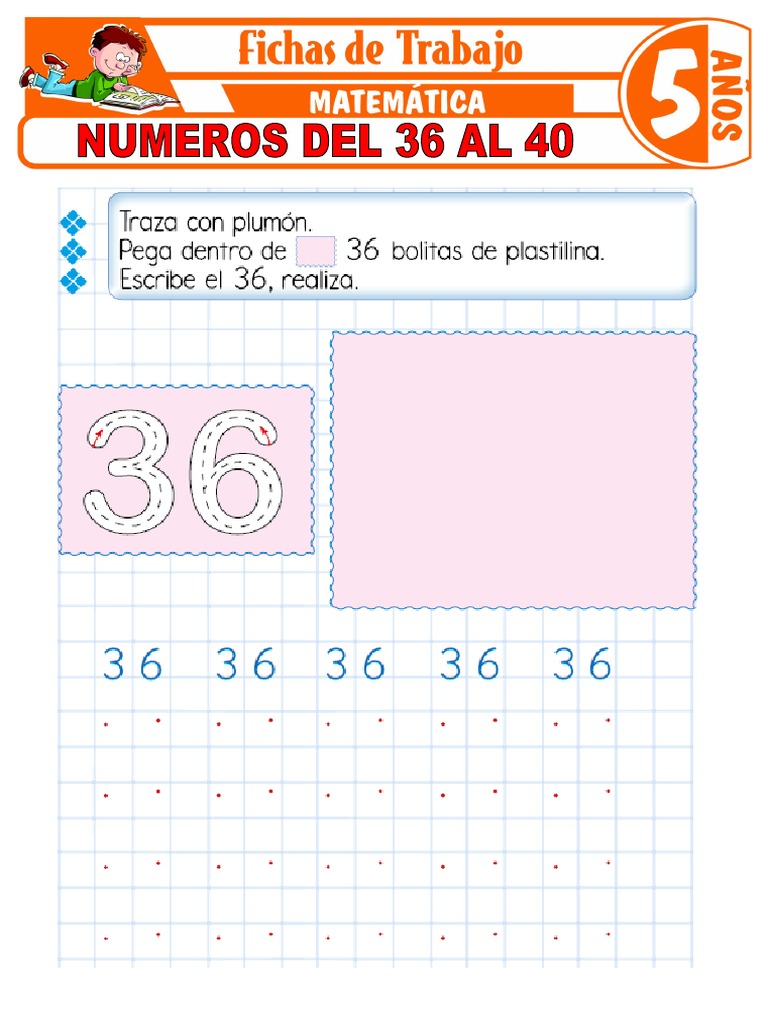 Numeros Del 36 Al 40 Para Ninos de 5 Anos | PDF