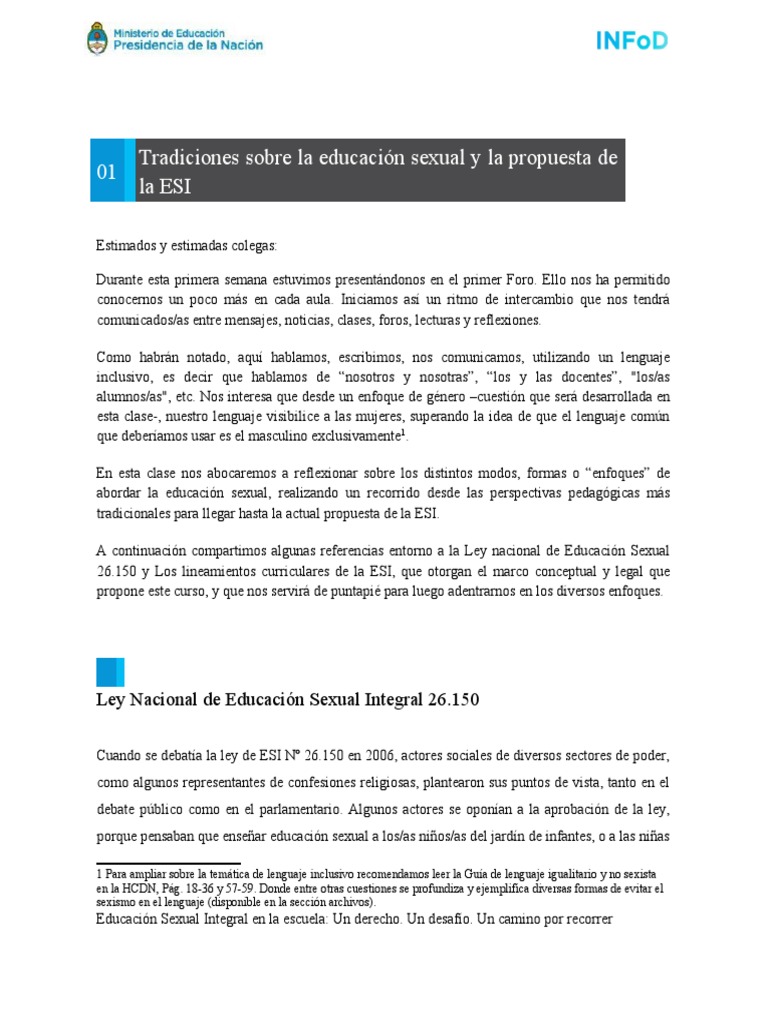 Esi Clase 1 | PDF | Educación sexual | La sexualidad humana