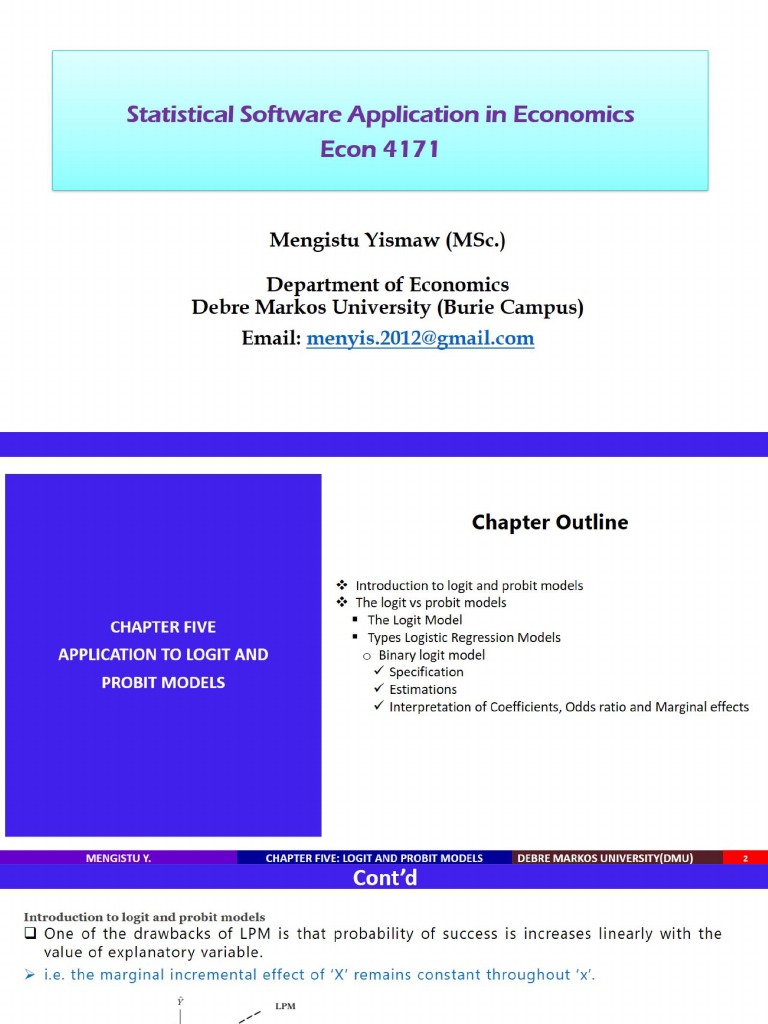 CH - 5 - Application To Logit and Probit Models in Stata | PDF