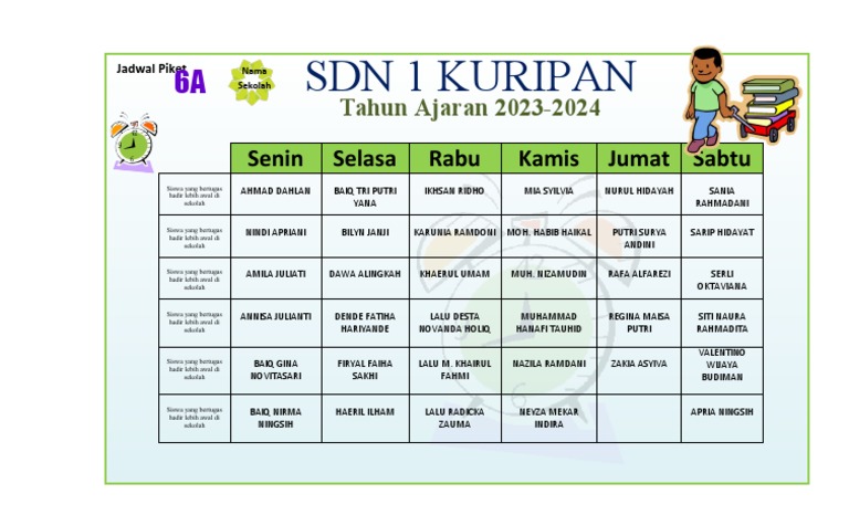 Jadwal Piket Menyapu | PDF