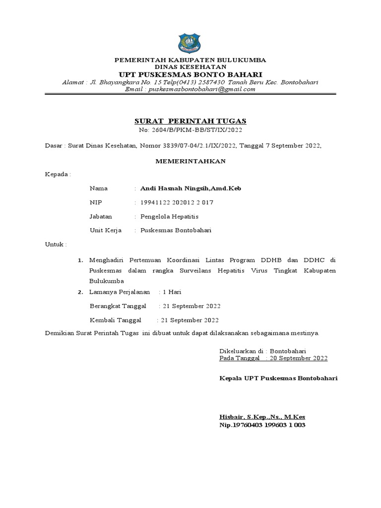 Surat Perintah Tugas | PDF