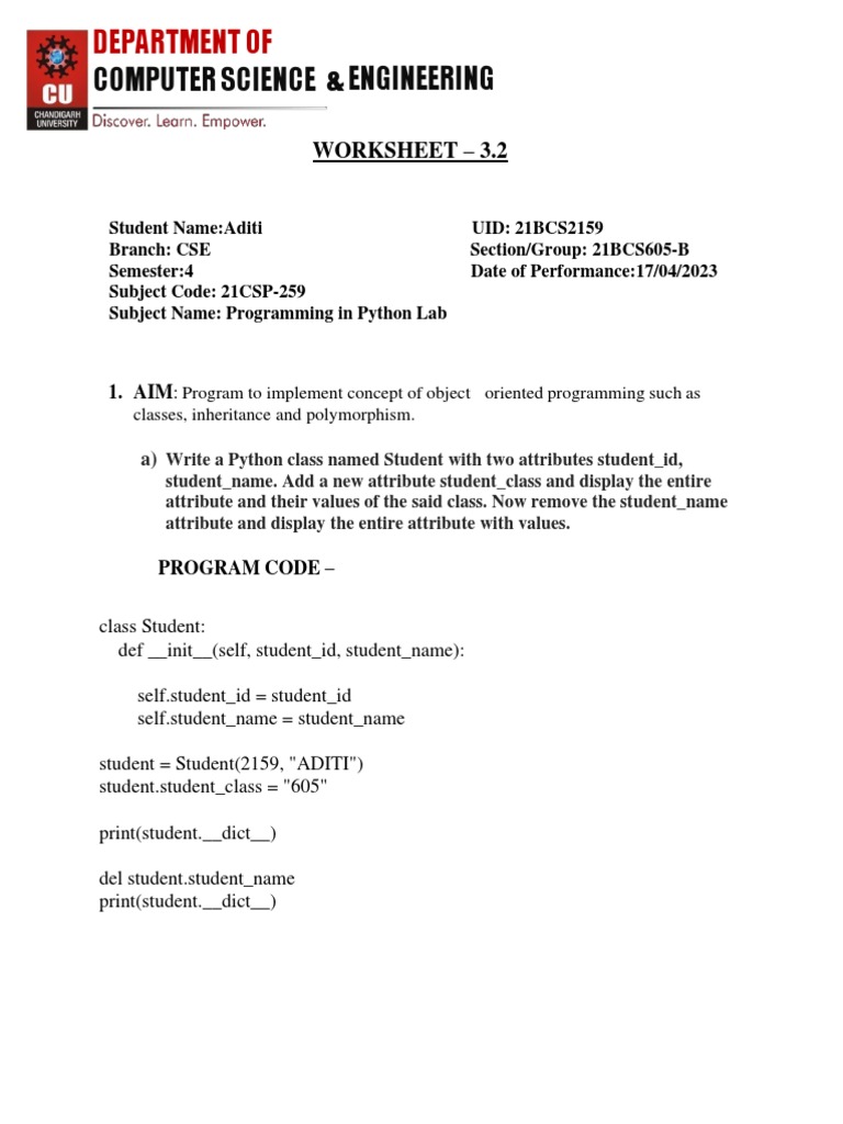 Python Worksheet 32 Pdf Area Class Computer Programming 