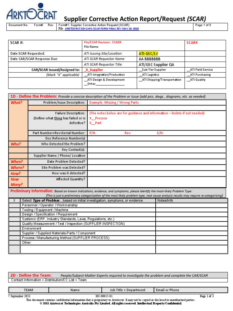 8D Capa Scar Temp | PDF | Business | Business Process