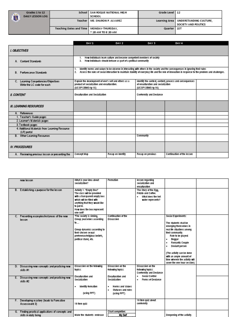DLP For Ucsp | PDF | Socialization | Learning