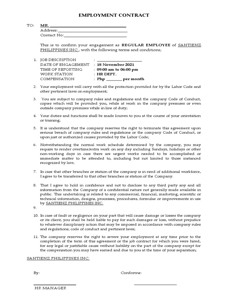 Employment Contract Regular | PDF | Employment | Legal Liability