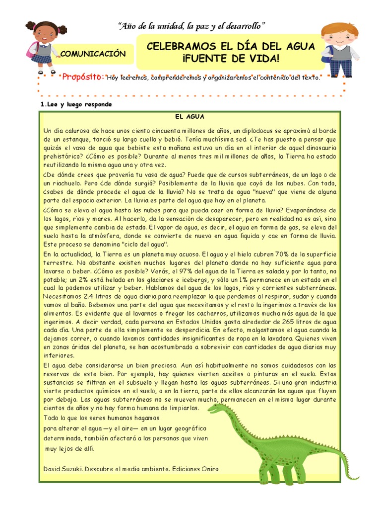 Ficha-Miércol-Comun-Celebramos El Día Del Agua ¡Fuente de Vida! | PDF ...