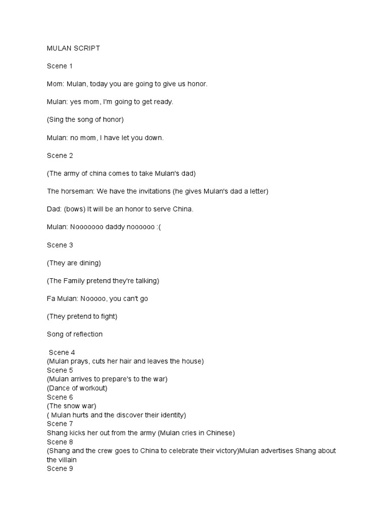 Mulan Script | PDF