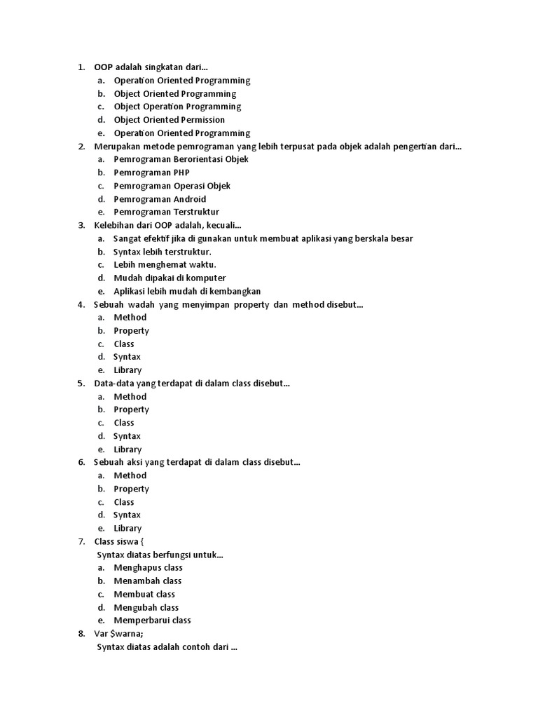 Soal PBO Kelas XI | PDF