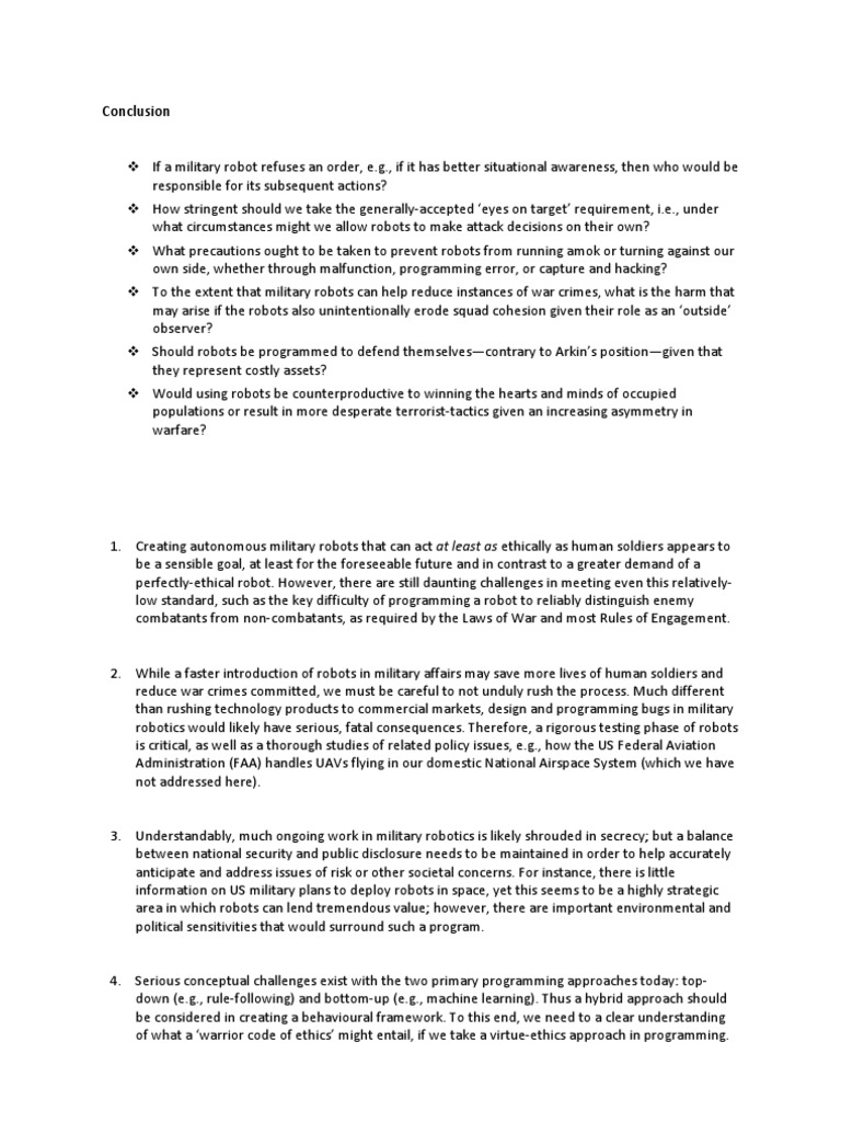 Conclusion | Robot | Robotics