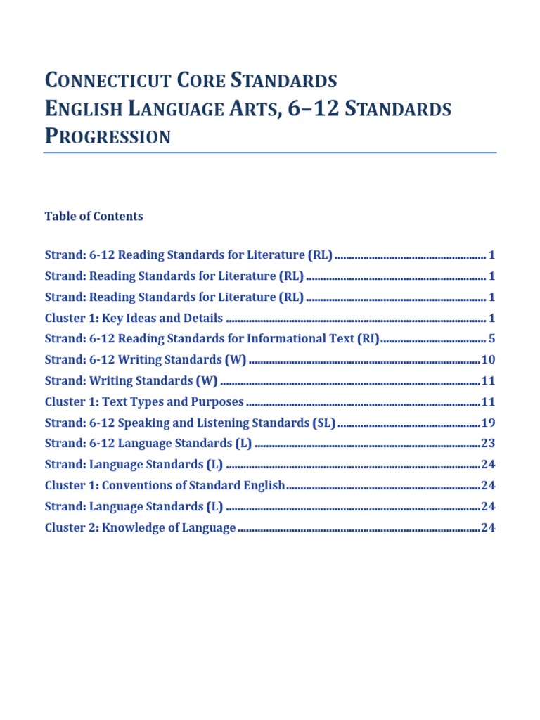 Connecticut ELA Standards 6-12 Overview | PDF | Argument | Narration