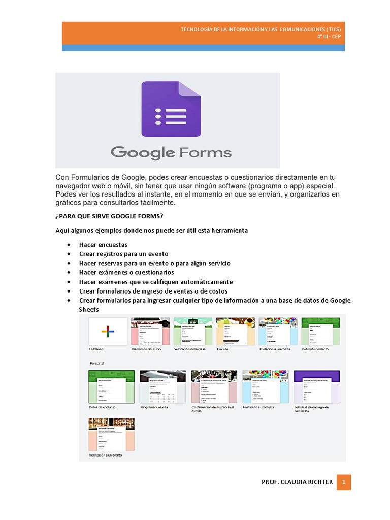 Ventajas y Uso de Google Forms | PDF
