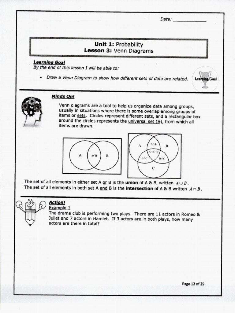 MDM4U - Probability Venn Diagrams and Mutually Exclusive Event | PDF