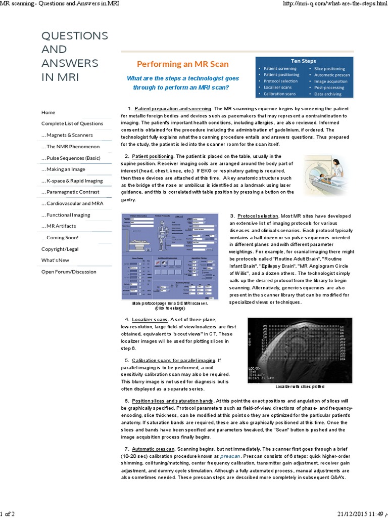 MR Scanning - Questions and Answers in MRI | PDF | Magnetic Resonance ...