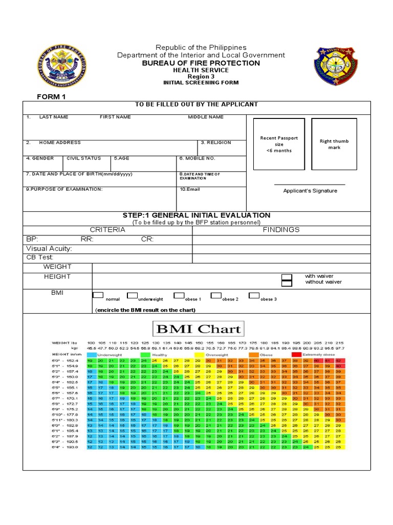 BFP Initial Screening Form Guide | PDF