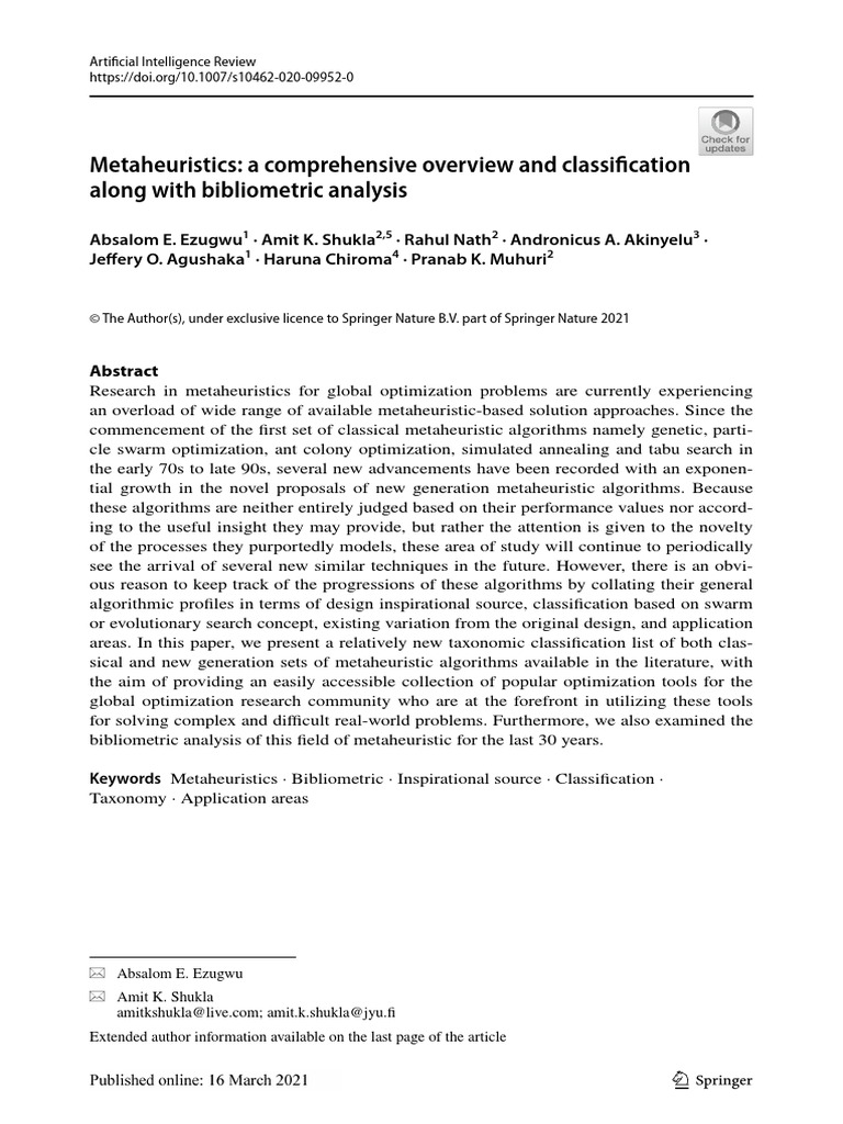 Met A Heuristic S | PDF | Metaheuristic | Mathematical Optimization