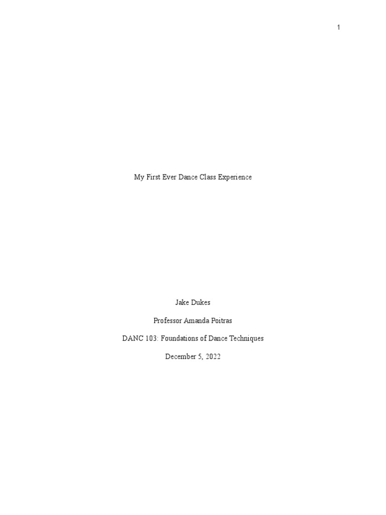 Foundations of Dance Reflection Paper - Jake Dukes | PDF | Dances