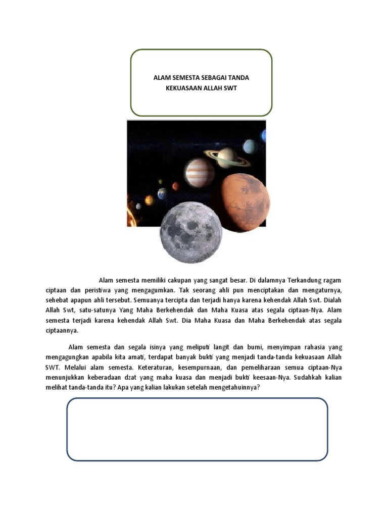 Bab 6 Alam Semesta Sebagai Tanda Kekuasaan Allah SWT | PDF