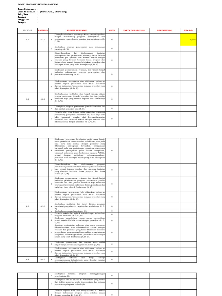 Ep Akreditasi Puskesmas Bab Iv | PDF