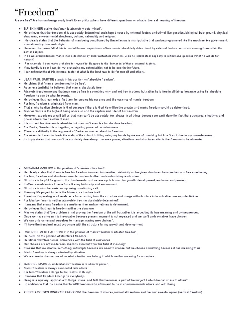 Freedom | PDF | Free Will | Psychological Concepts