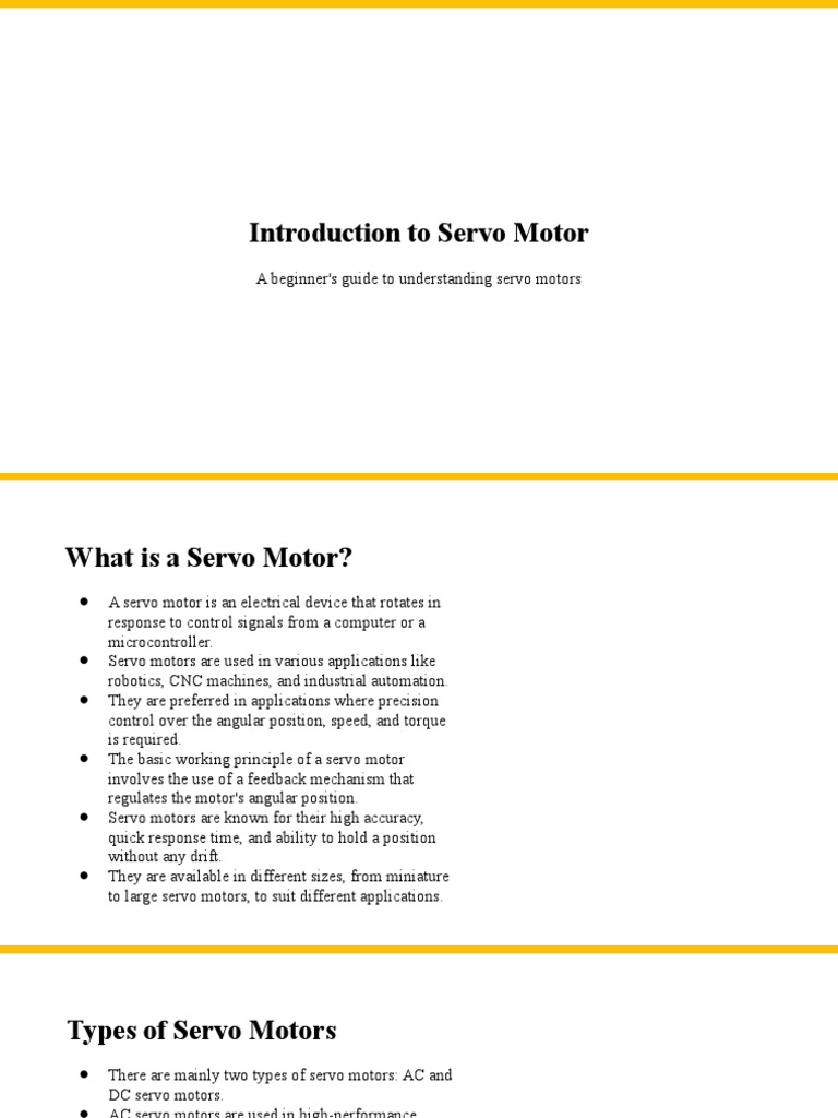 Introduction to Servo Motors | PDF | Servomechanism | Electric Motor