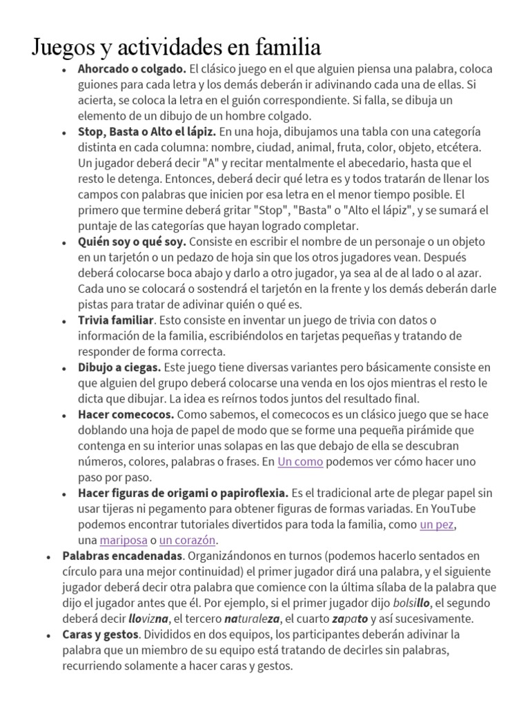 Juegos y Actividades en Familia | PDF | Origami