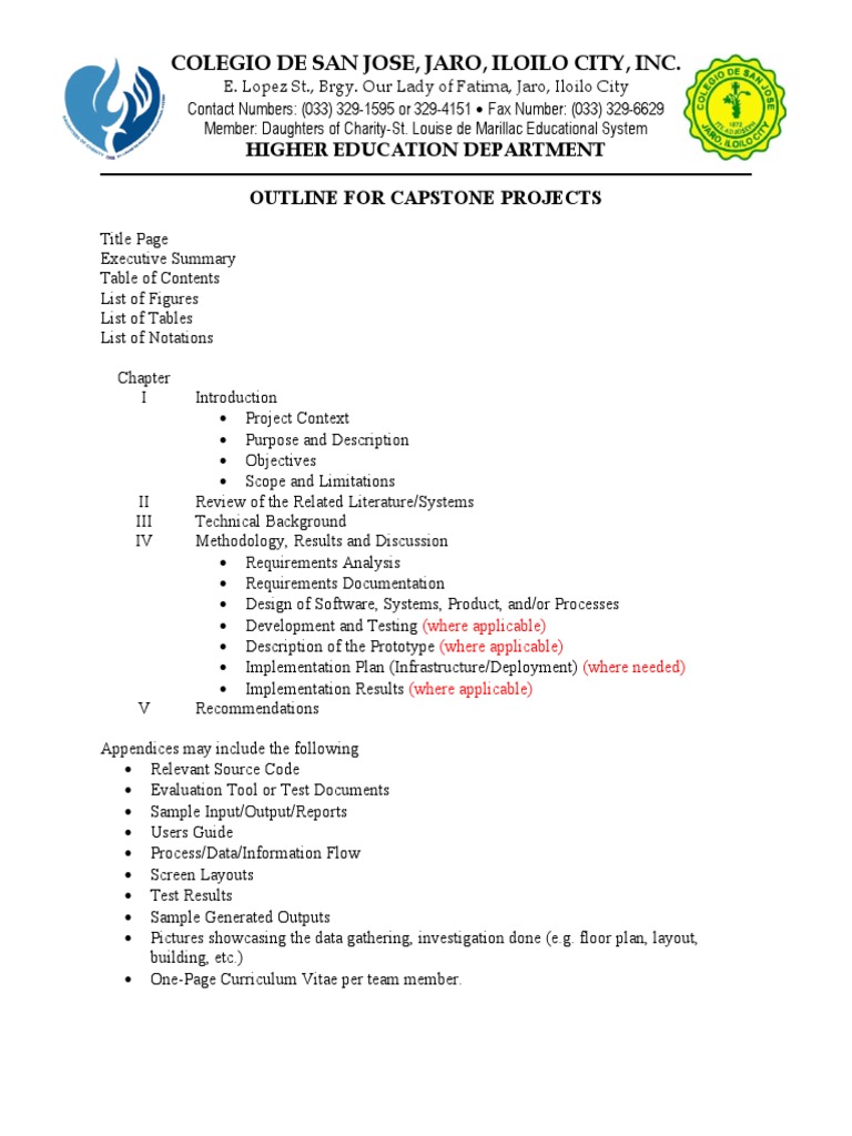Outline For Capstone Projects Pdf
